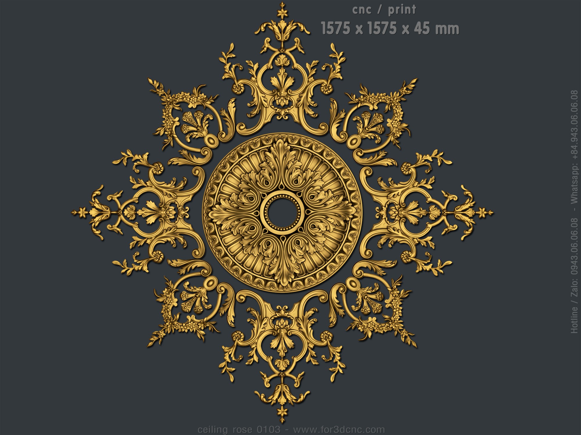 Ceiling Rose 0103 Stl 3d Model For Cnc 3d Stl Model For Cnc Stl