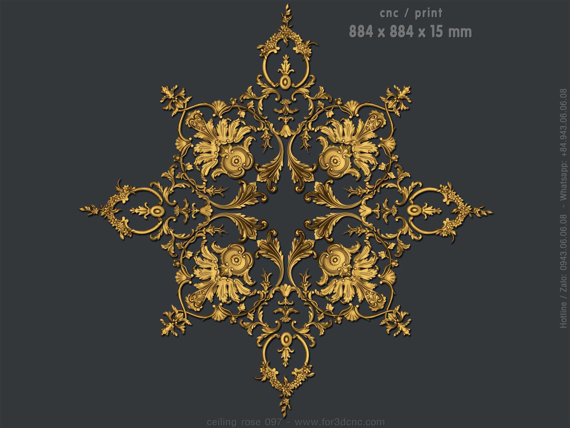 Ceiling Rose 097 Stl 3d Model For Cnc 3d Stl Model For Cnc Stl