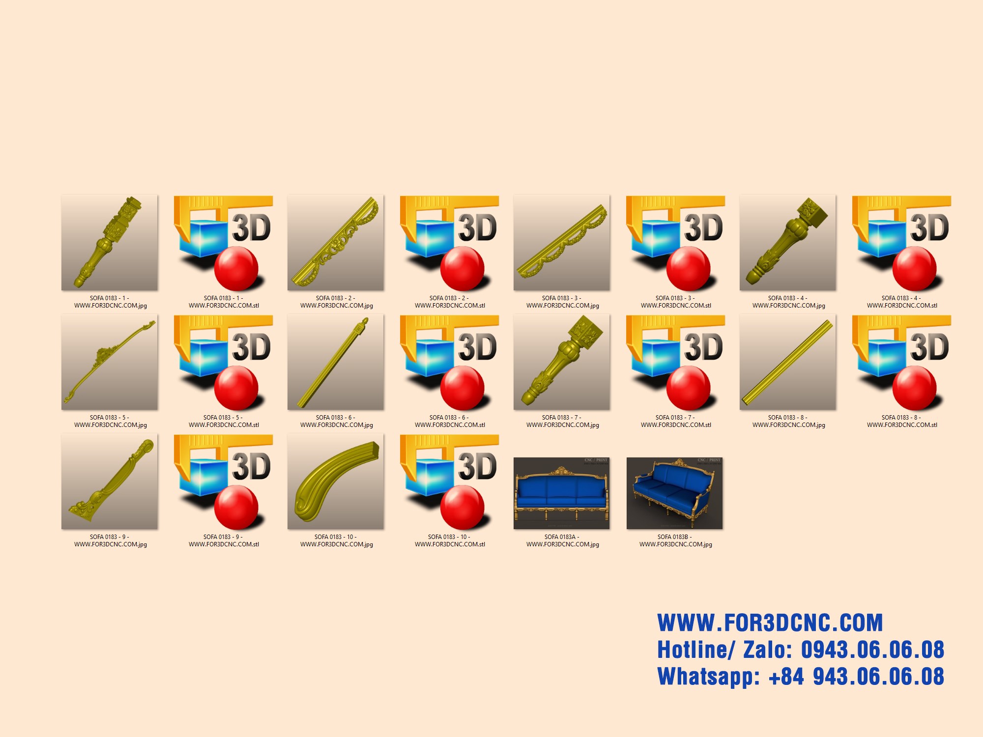 SOFA 0183 | STL – 3D model for CNC | 3D STL MODEL FOR CNC | STL MODEL | 3D STL FILES